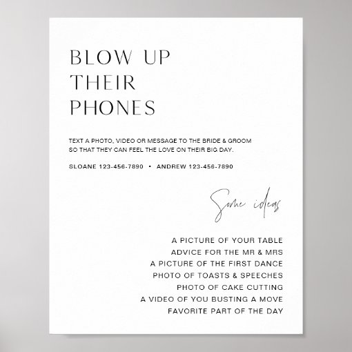 HARLOW Blow Up Their Phones Wedding Sign | Zazzle