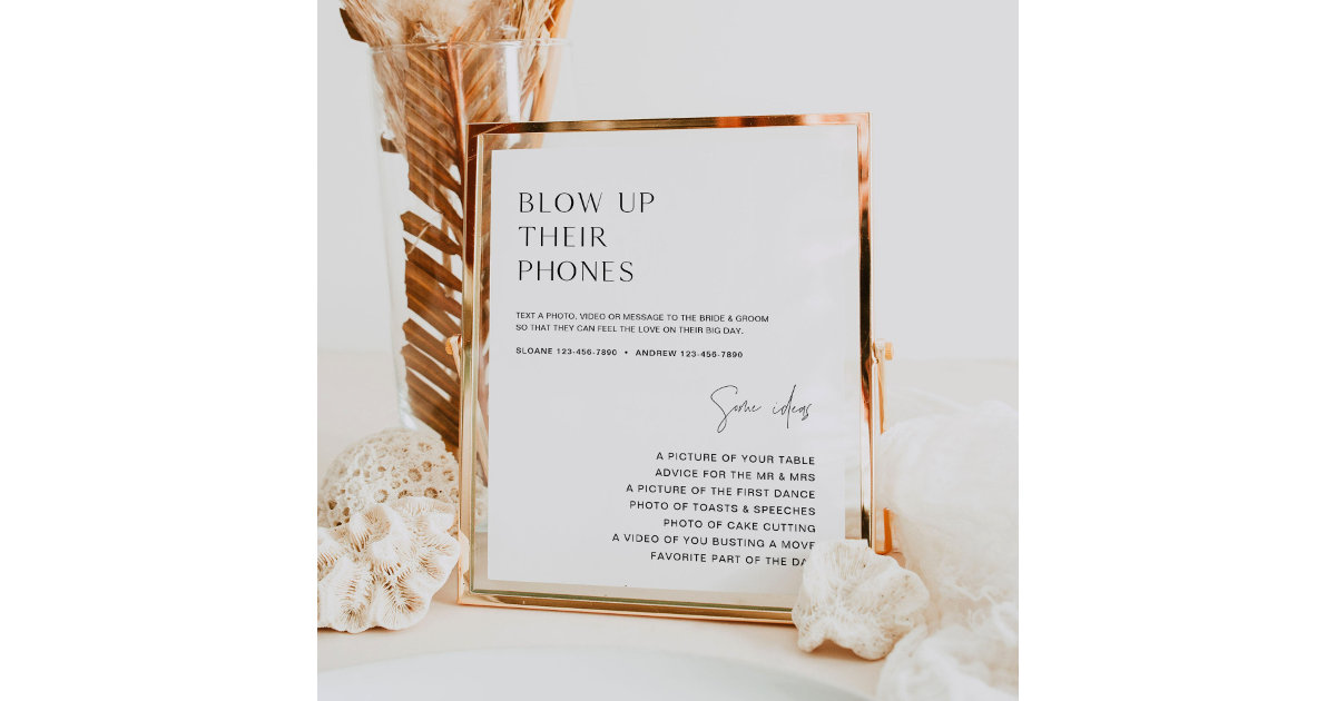 HARLOW Blow Up Their Phones Wedding Sign | Zazzle