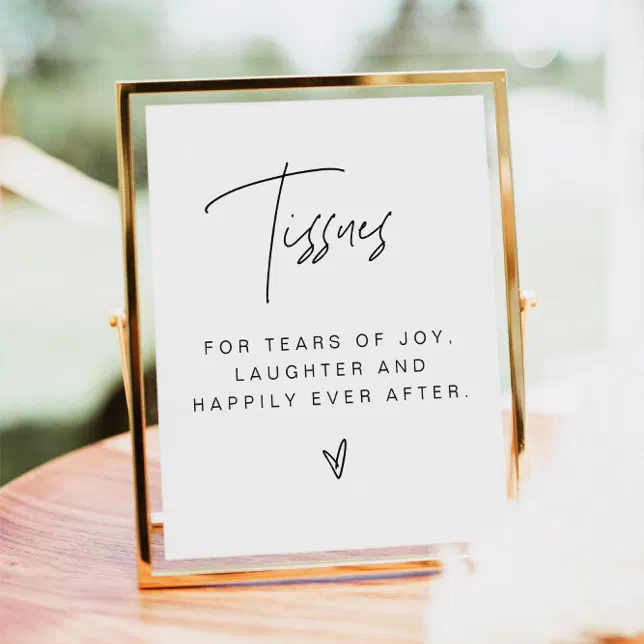 HARLOW Edgy Modern Minimalist Tissues Wedding Sign | Zazzle