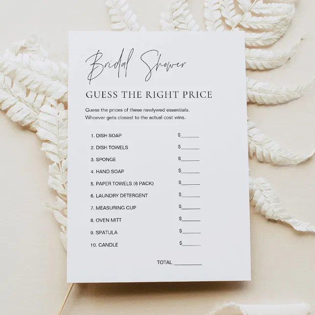 HARLOW Guess the Price Bridal Shower Game Card | Zazzle