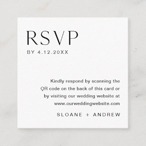 HARLOW Minimalist RSVP Card, QR Code Insert | Zazzle
