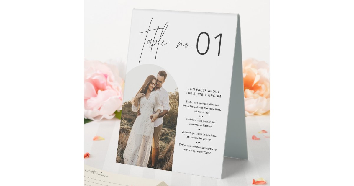 HARLOW Minimalist Table Number with Fun Facts 6x8 Table Tent Sign | Zazzle