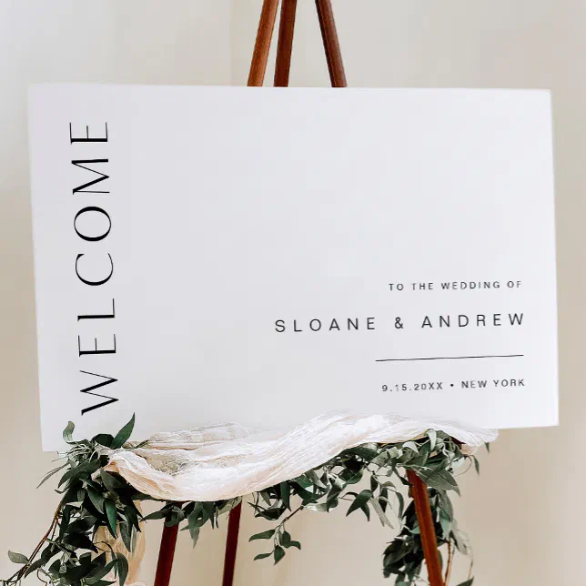 HARLOW Minimalist Wedding Welcome Sign 24x36 | Zazzle