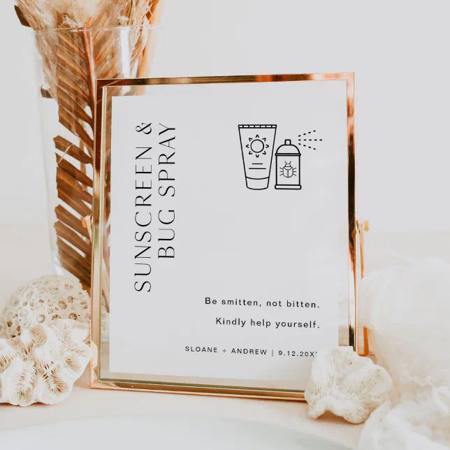 HARLOW Sunscreen And Bug Wedding Sign | Zazzle
