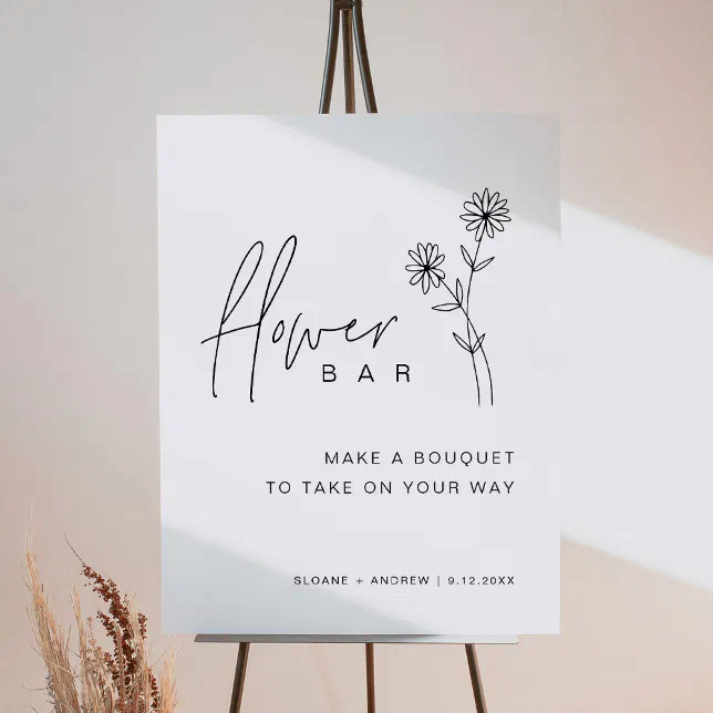 HARLOW Wedding Flower Bar Sign 18x24 Foam Board | Zazzle