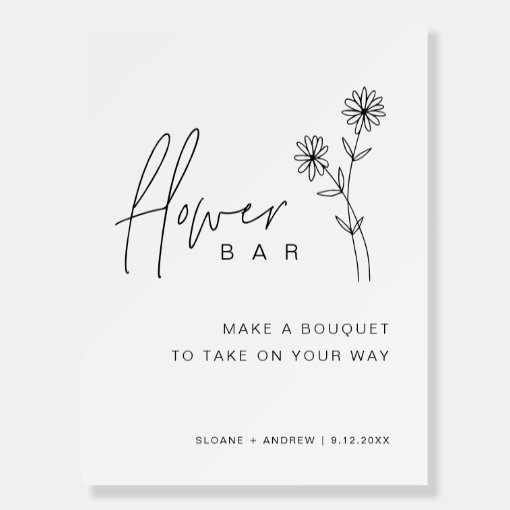 HARLOW Wedding Flower Bar Sign 18x24 Foam Board | Zazzle