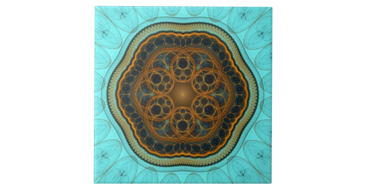 Harmonic fractal mandala ceramic tile | Zazzle