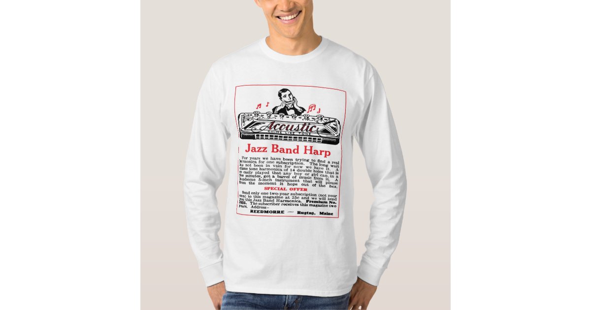 Harmonica Ad Men's light long sleeve T-Shirt | Zazzle
