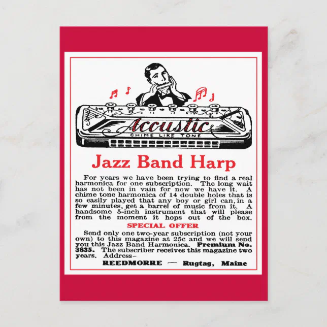 Harmonica Ad Postcard | Zazzle