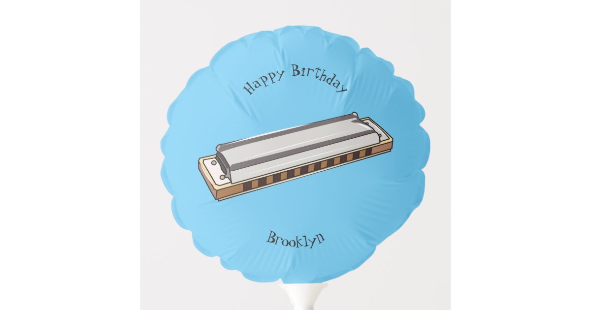 Harmonica cartoon illustration balloon | Zazzle