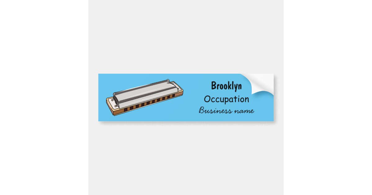Harmonica cartoon illustration bumper sticker | Zazzle