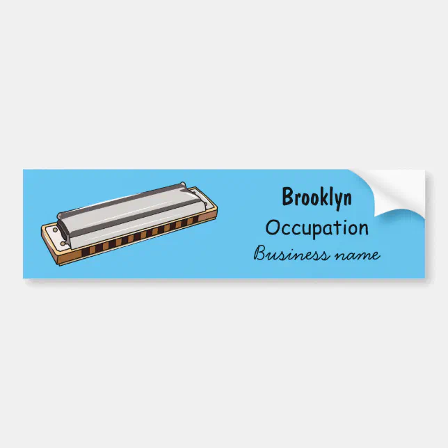 Harmonica cartoon illustration bumper sticker | Zazzle