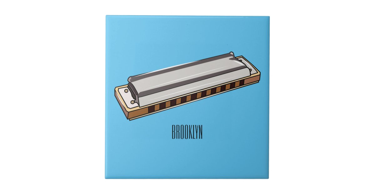 Harmonica cartoon illustration ceramic tile | Zazzle