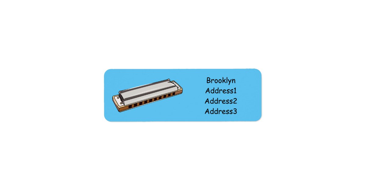 Harmonica cartoon illustration label | Zazzle