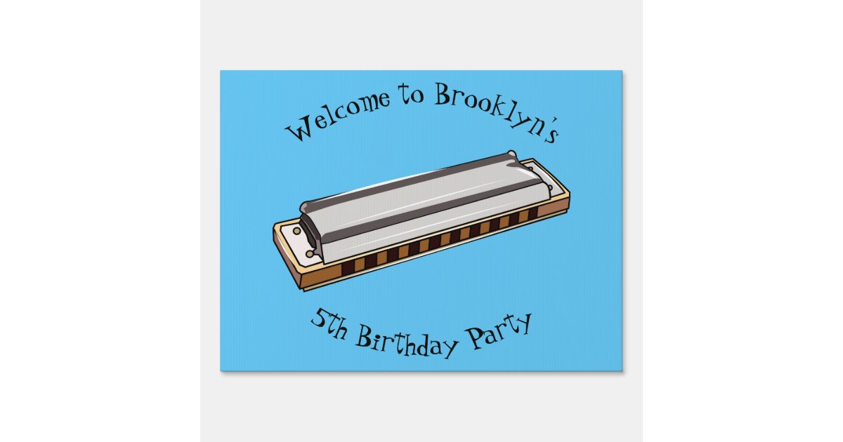 Harmonica cartoon illustration sign | Zazzle