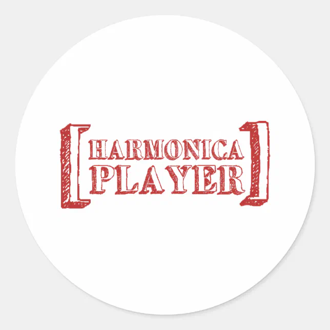 Harmonica Player Classic Round Sticker | Zazzle