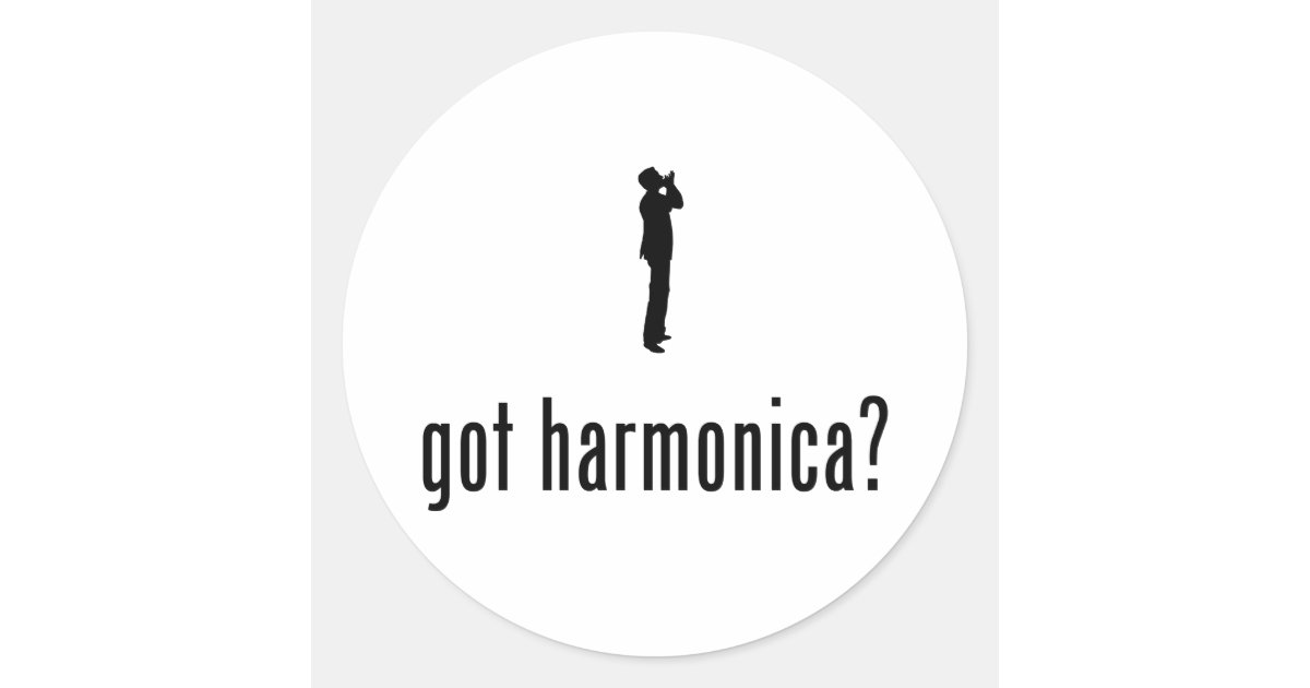 Harmonica Player Classic Round Sticker | Zazzle