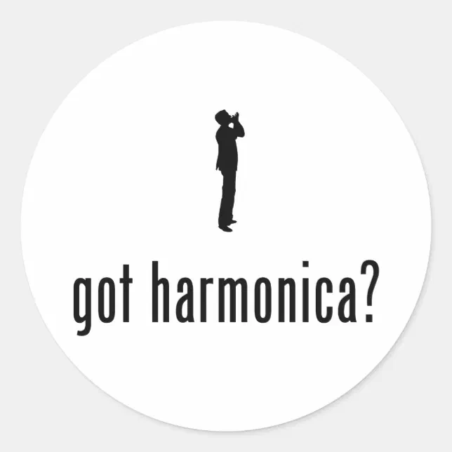 Harmonica Player Classic Round Sticker | Zazzle