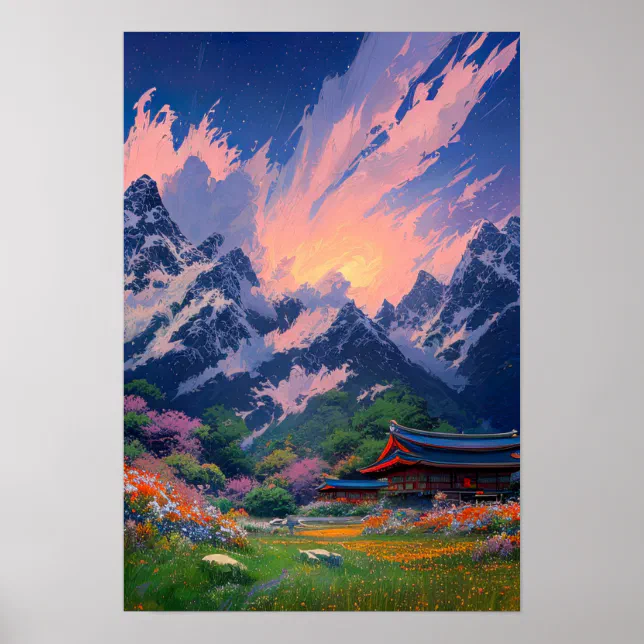 Harmonious Japanese House Poster | Zazzle