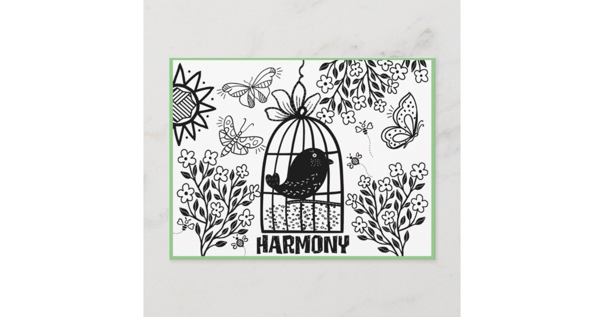 Harmony Coloring Postcard | Zazzle