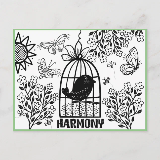 Harmony Coloring Postcard | Zazzle