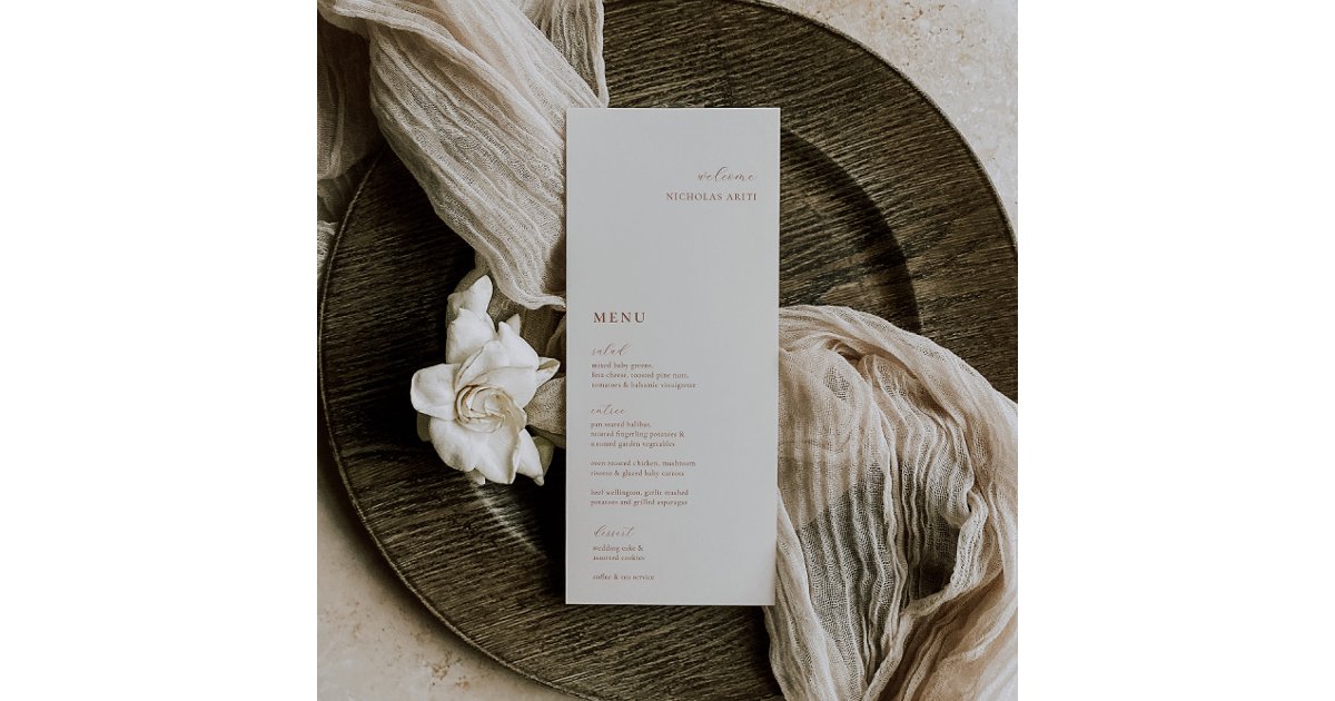 HARMONY Terracotta Place Card Menu | Zazzle