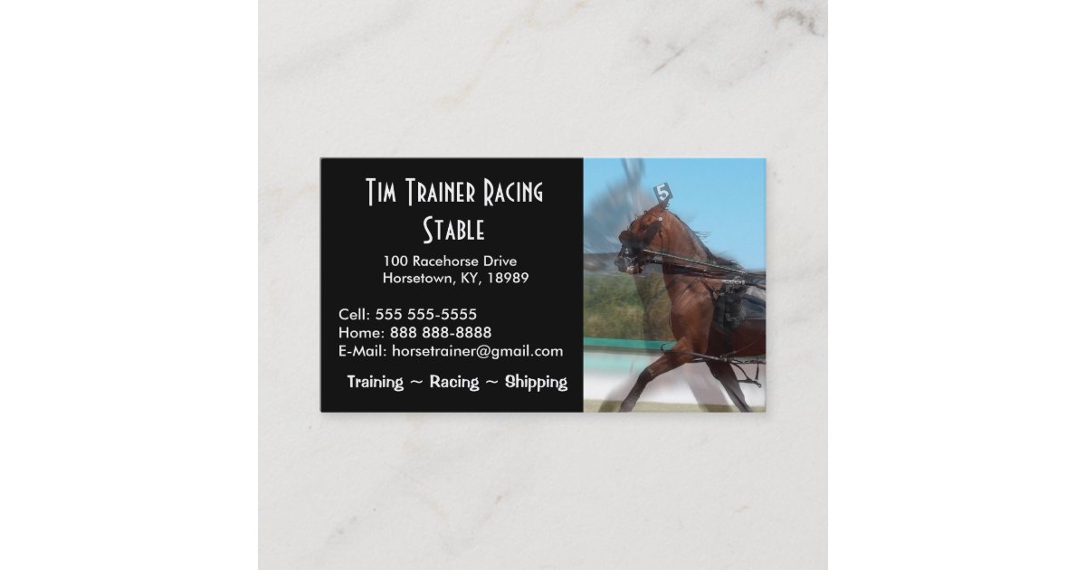 Harness Racing Trainer Business Cards | Zazzle