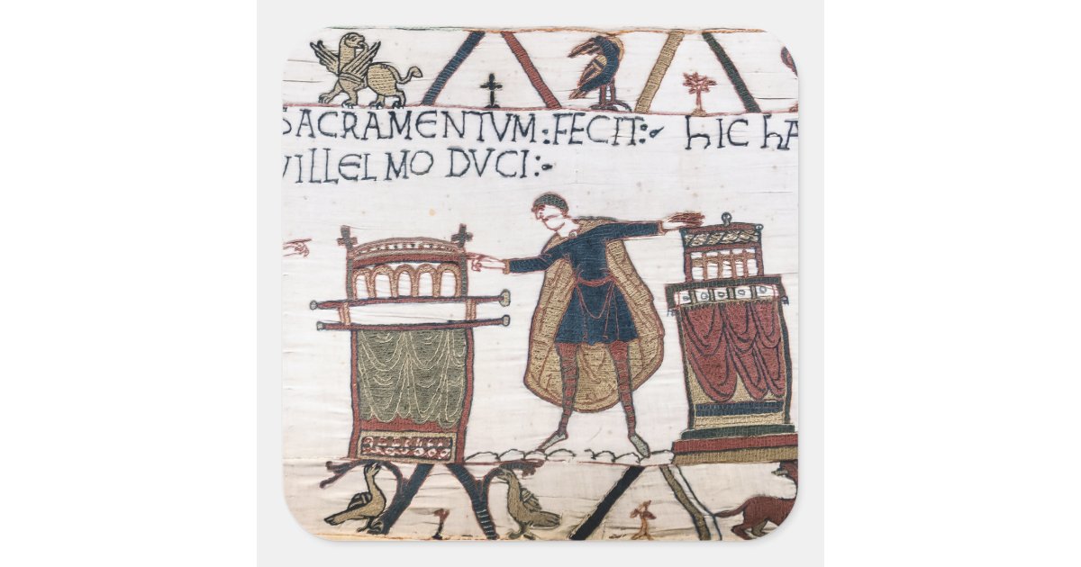 Harold swearing oath on holy relics square sticker | Zazzle