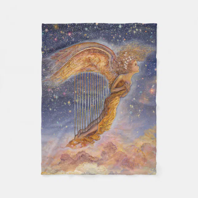 Harp Angel Fleece Throw | Zazzle