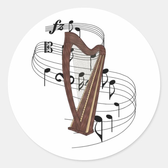 Harp Classic Round Sticker | Zazzle.com