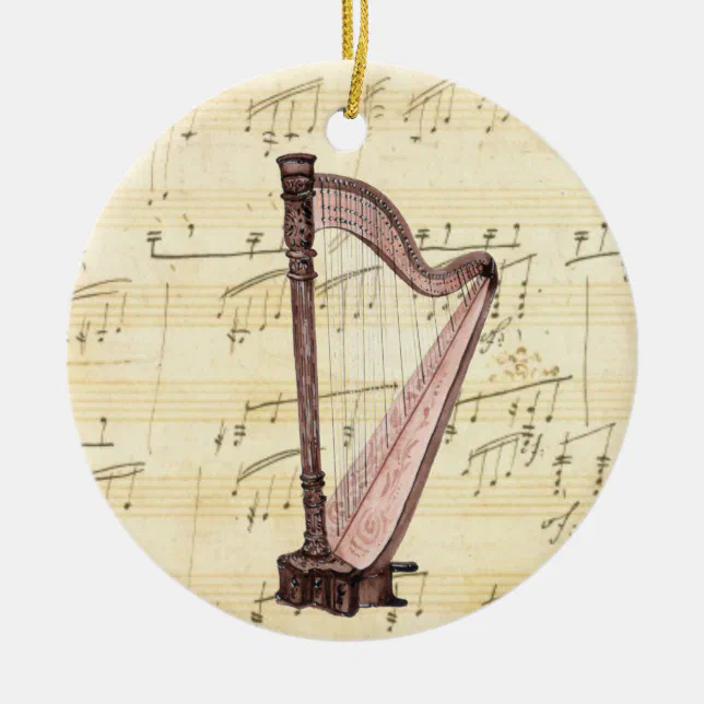 Harp Music Christmas Ornament | Zazzle