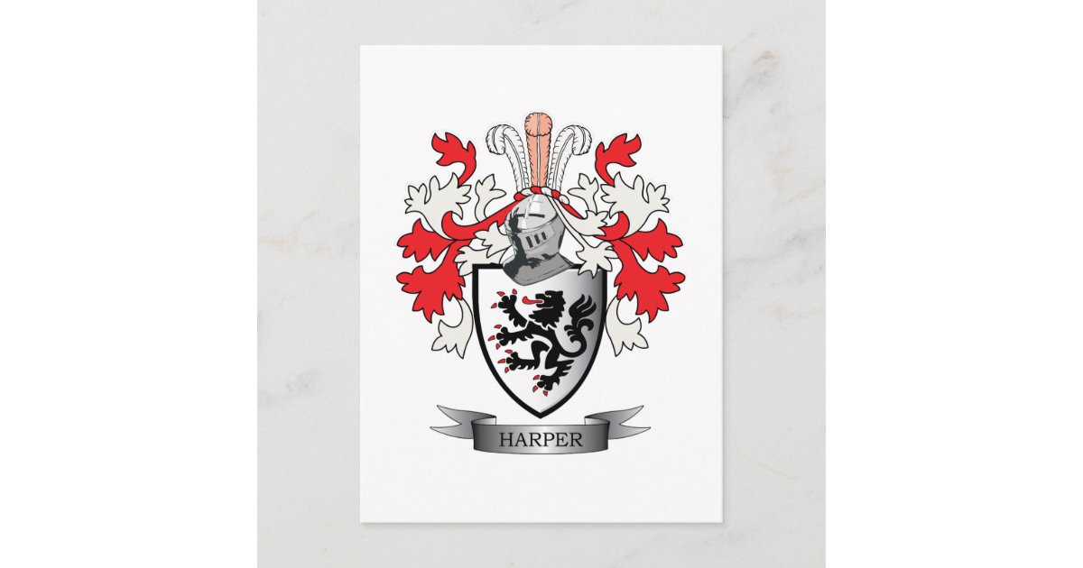 Harper Family Crest Coat of Arms Postcard | Zazzle