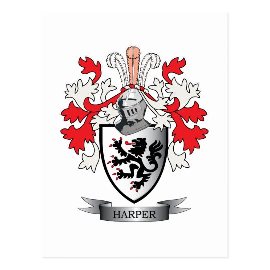 Harper Family Crest Coat of Arms Postcard | Zazzle.com