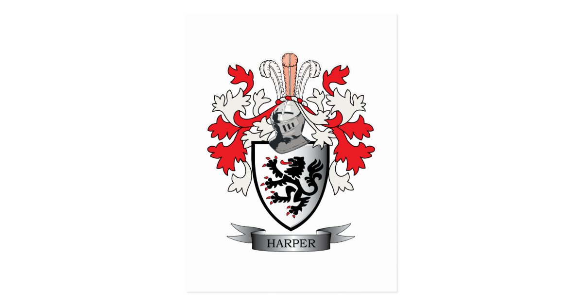 Harper Family Crest Coat of Arms Postcard | Zazzle.com