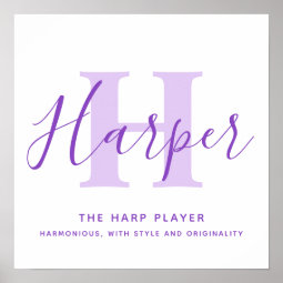 Harper name meaning purple text personalized poster | Zazzle