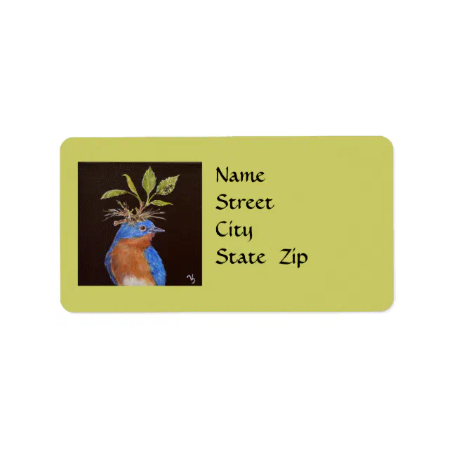 Harper the bluebird label | Zazzle