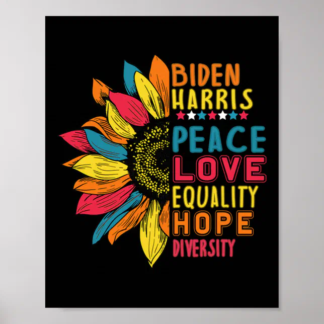 Harris 2020 Peace Love Equality Hope Diversity 1 Poster | Zazzle