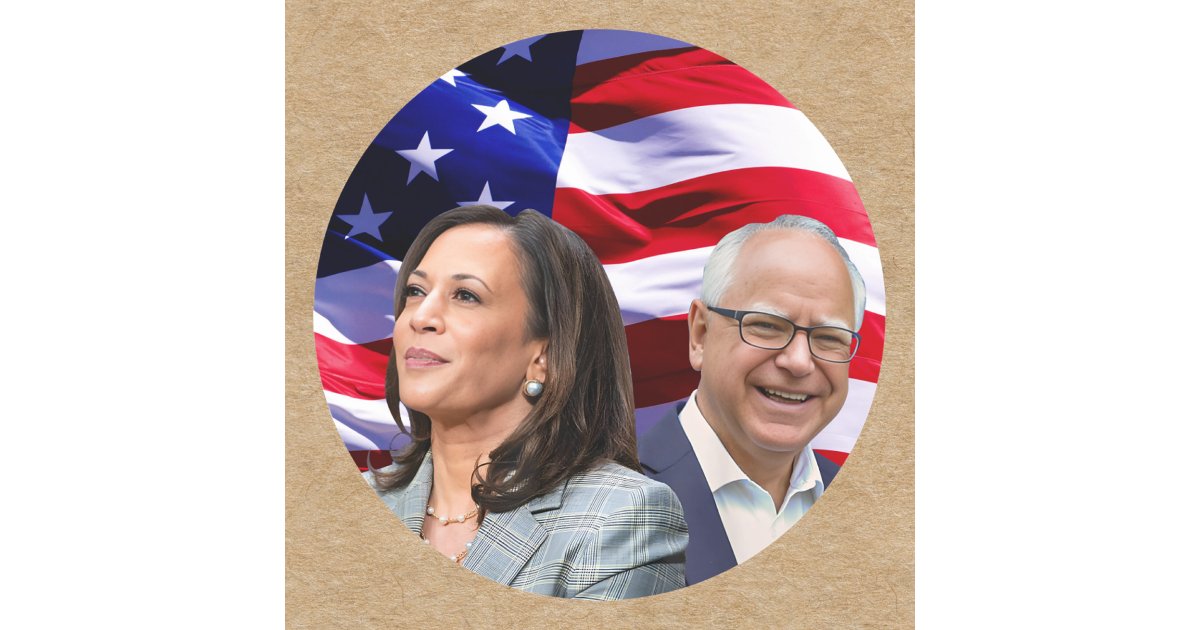 Harris Waltz 2024 - Kamala Harris Tim Waltz Classic Round Sticker | Zazzle