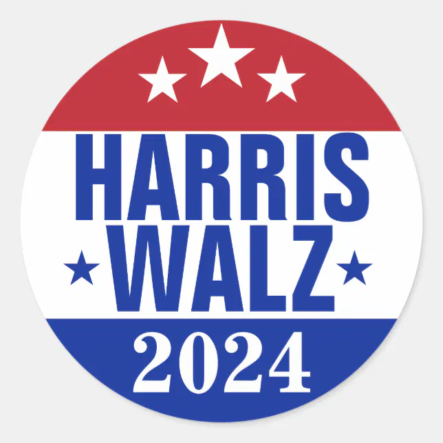 Harris Walz 2024 Campaign Red Blue Classic Round Sticker | Zazzle