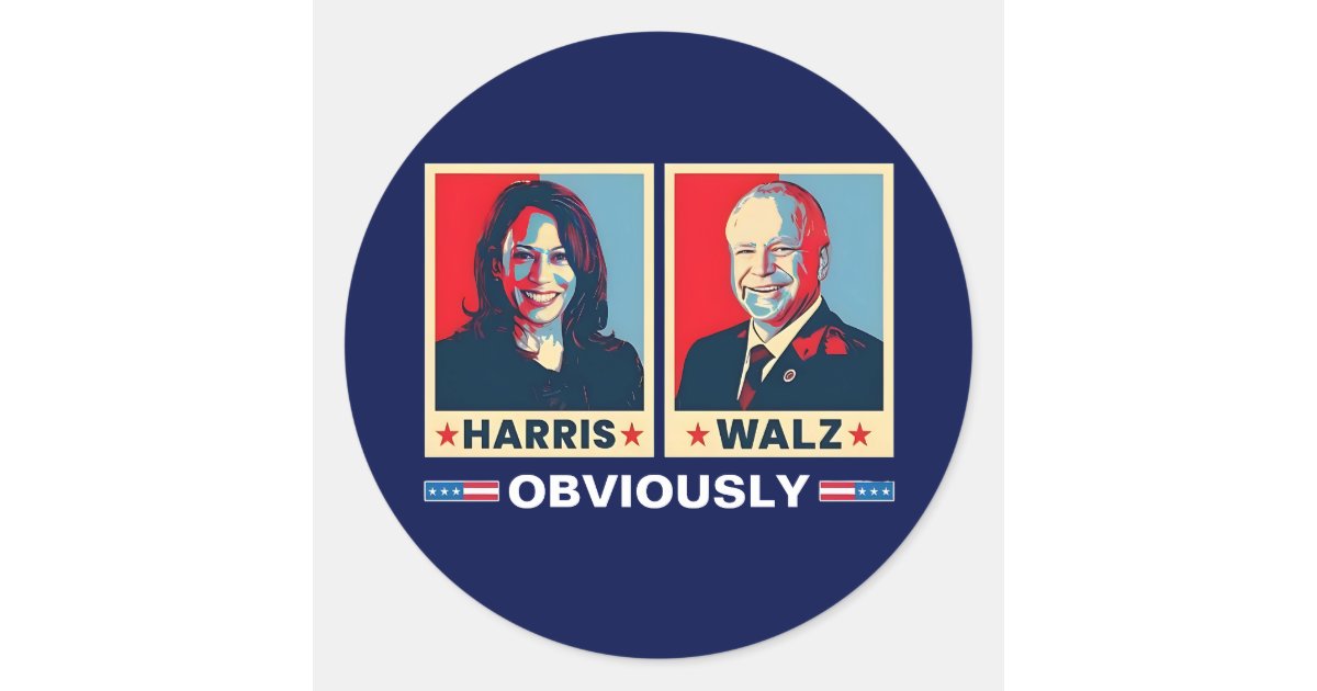 Harris Walz 2024 Obviously Classic Round Sticker | Zazzle
