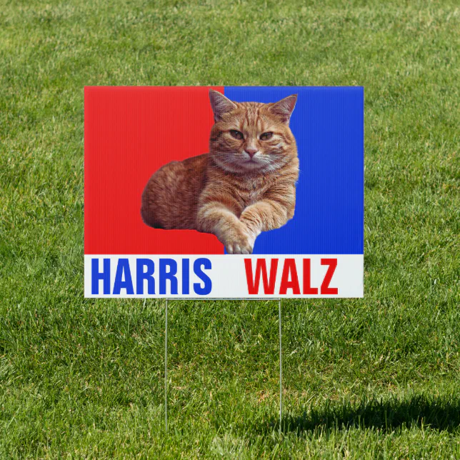 Harris Walz 2024 Obviously | Custom Cat Yard Sign | Zazzle