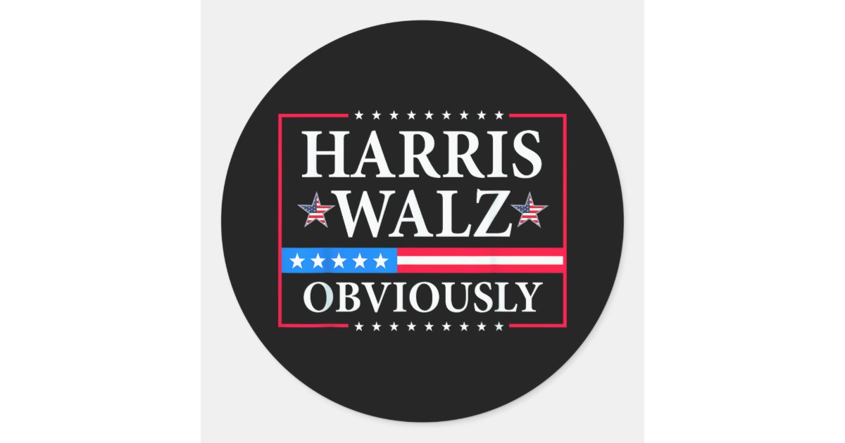 Harris Walz 2024 Obviously | Tim Walz Classic Round Sticker | Zazzle
