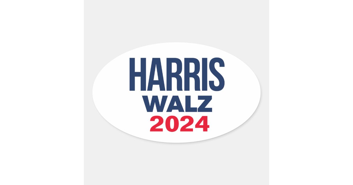 HARRIS WALZ 2024 OVAL STICKER | Zazzle