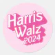 Harris Walz 2024 Pink Classic Round Sticker | Zazzle