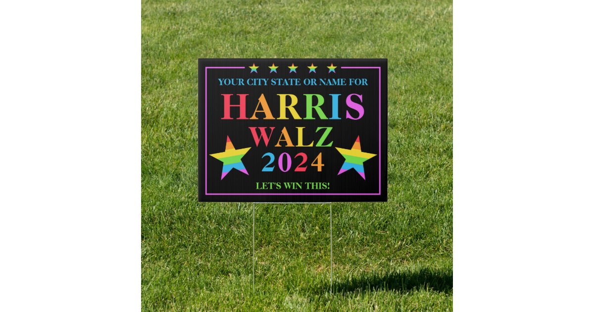 Harris Walz 2024 Pride Custom Double Sided Sign | Zazzle