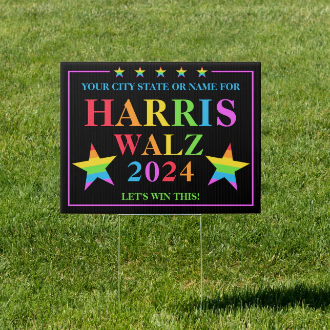 Harris Walz 2024 Pride Custom Double Sided Sign | Zazzle