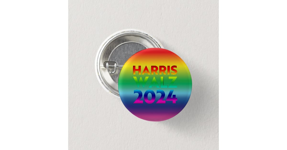 Harris Walz 2024 rainbow gradient lgbtq gay pride Button | Zazzle