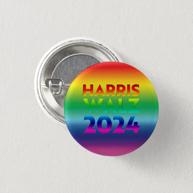 Harris Walz 2024 rainbow gradient lgbtq gay pride Button | Zazzle