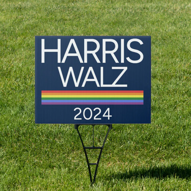 Harris Walz 2024 Rainbow LGBTQ Pride Flag Sign | Zazzle