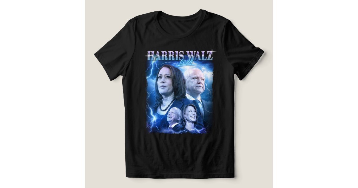 Harris Walz 2024 Retro 90s Style Tri-Blend Shirt | Zazzle